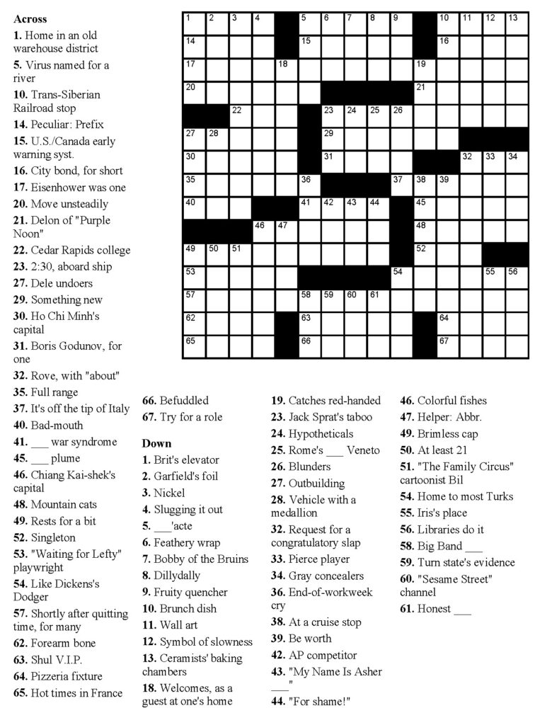 Free Printable Crossword Puzzle: A Fun and Educational Activity for All ...